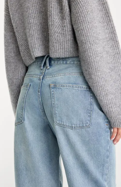 Good American Low Slung Ripped Wide Leg Baggy Jeans