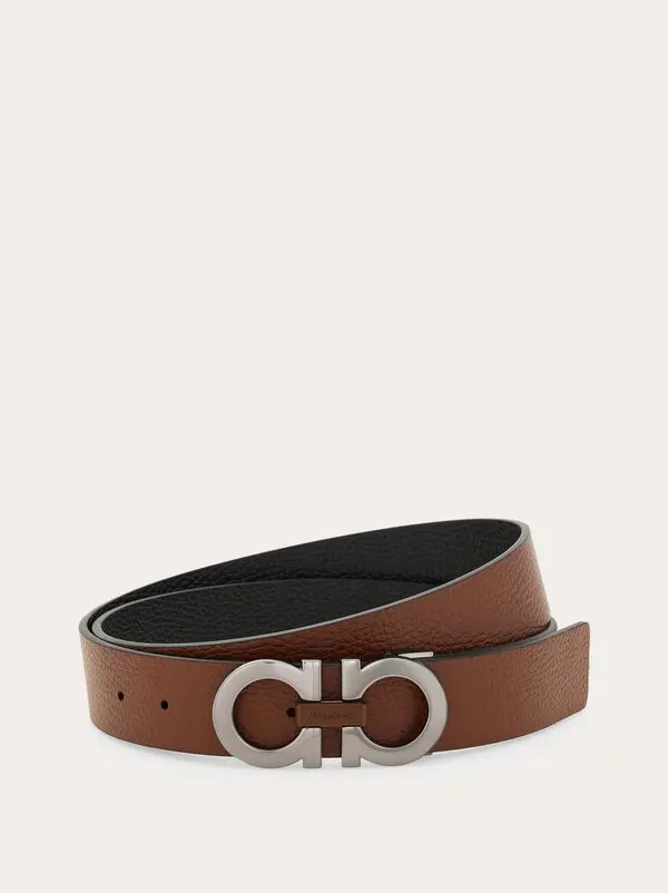 FERRAGAMO Gancini Reversible And Adjustable Belt - Brown
