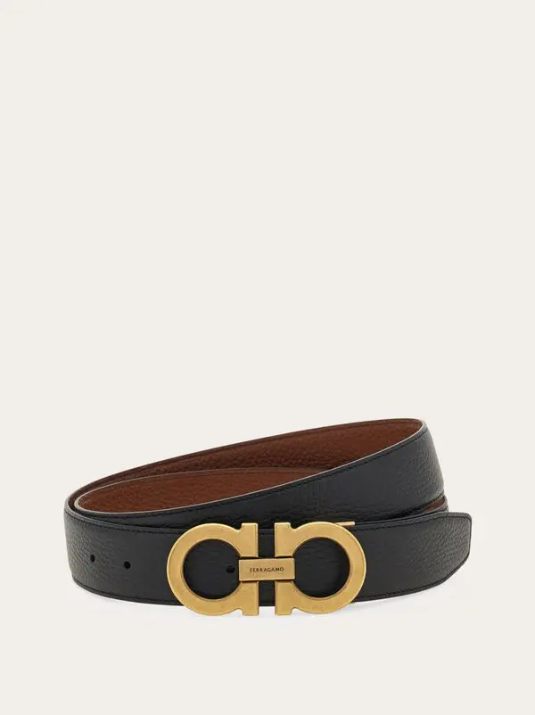 FERRAGAMO Gancini Reversible And Adjustable Belt - Brown