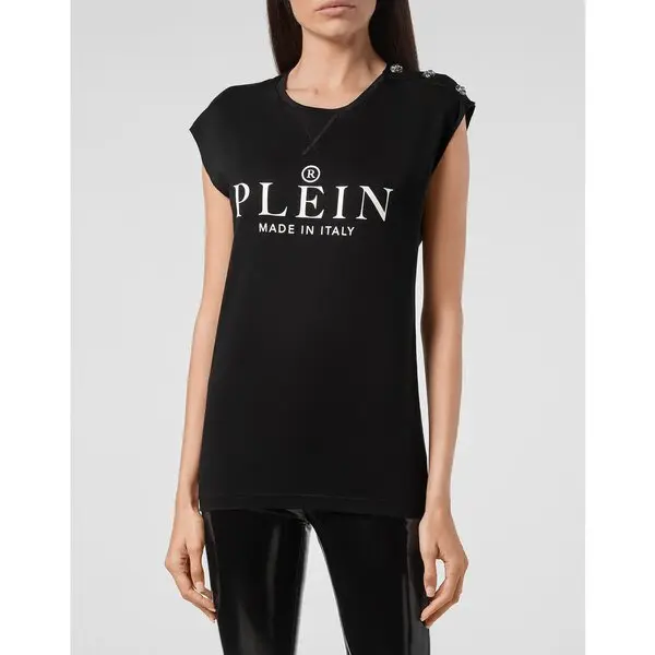 Philipp Plein T-shirt Round Neck Ss Iconic Plein - Black