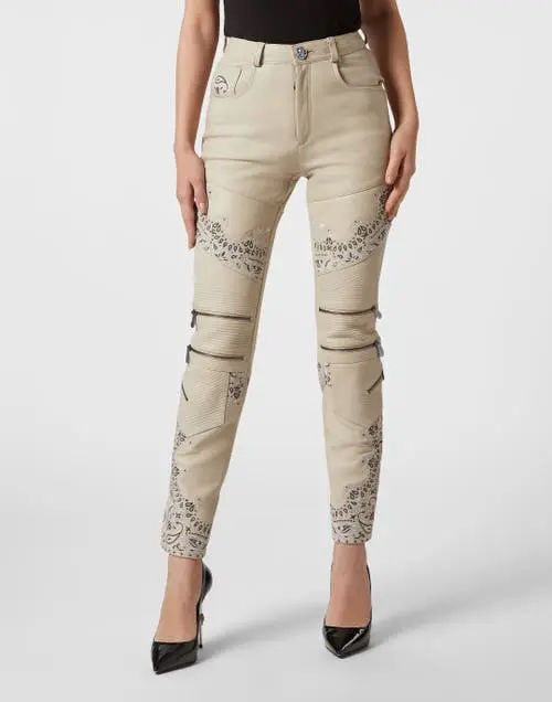 Philipp Plein Leather Trousers Paisley
