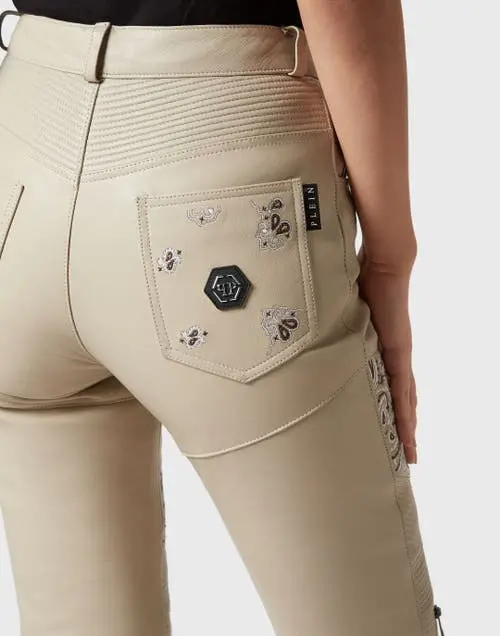 Philipp Plein Leather Trousers Paisley
