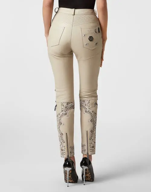 Philipp Plein Leather Trousers Paisley