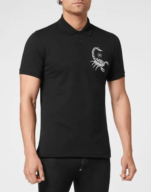 Philipp Plein Slim Fit Polo Shirt Ss Scorpion