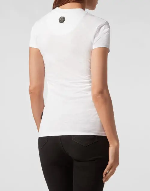 Philipp Plein T-shirt Round Neck Sexy Pure Fit Crystal - White