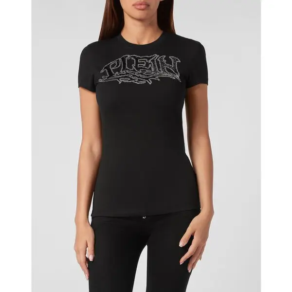 Philipp Plein T-shirt Round Neck Sexy Pure Fit Crystal - Black