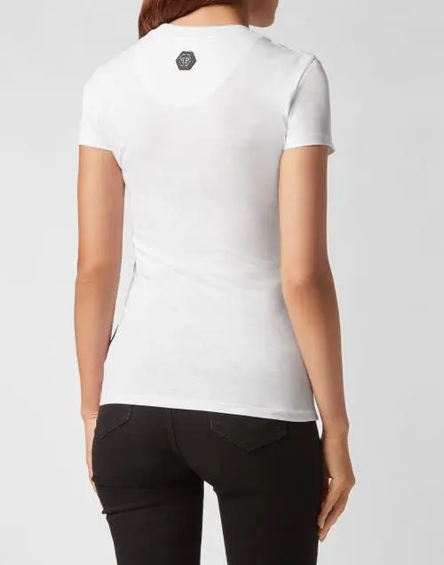 Philipp Plein T-shirt Round Neck Sexy Pure Fit Crystal - White