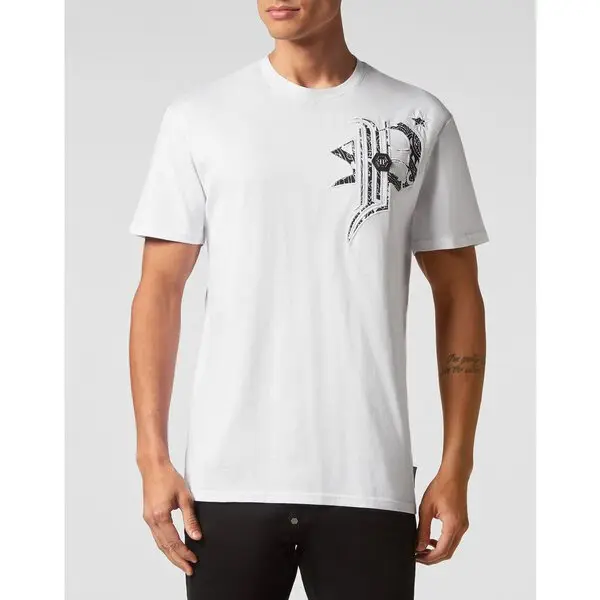Philipp Plein T-shirt Round Neck Ss Paisley Gothic Plein - White