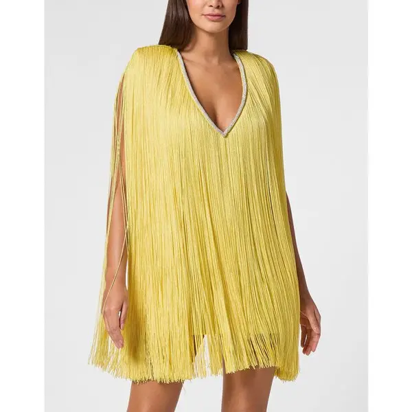Philipp Plein Fringe Mini Dress - Yellow