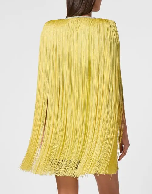 Philipp Plein Fringe Mini Dress - Yellow