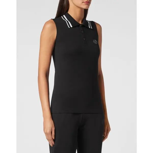 PLEIN SPORT Sleeveless Polo Shirt - Black