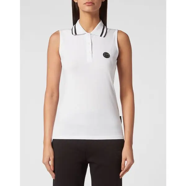 PLEIN SPORT Sleeveless Polo Shirt - White