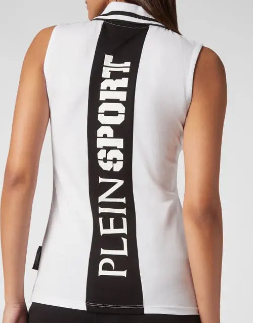 PLEIN SPORT Sleeveless Polo Shirt - White