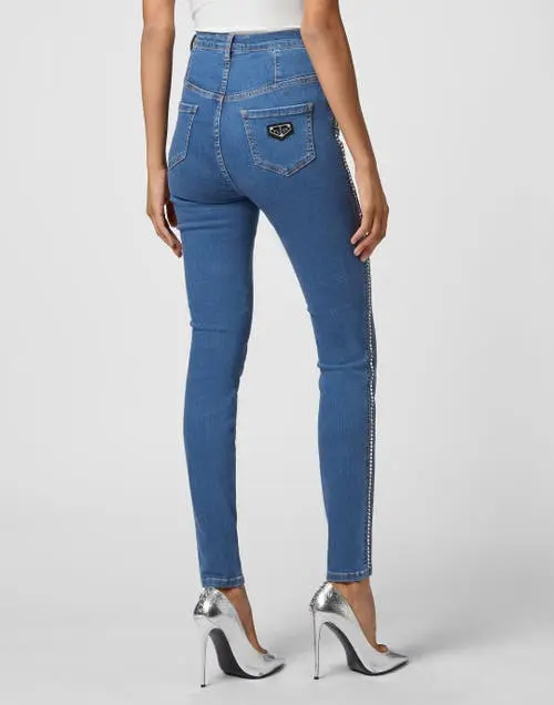 Philipp Plein Denim Super High Waist Jegging Crystal Crystal