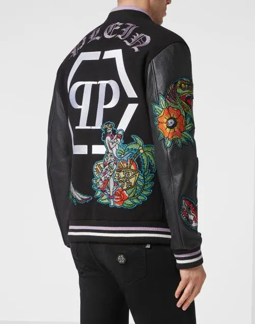 Philipp Plein Leather College Bomber Hawaii