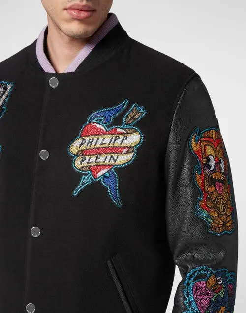 Philipp Plein Leather College Bomber Hawaii