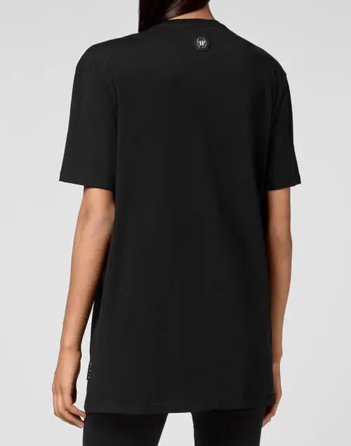 Philipp Plein T-shirt Round Neck Ss Multicolor Skull With Crystals - Black