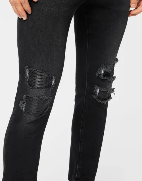 Philipp Plein Denim Trousers Skinny Fit With Python Inserts