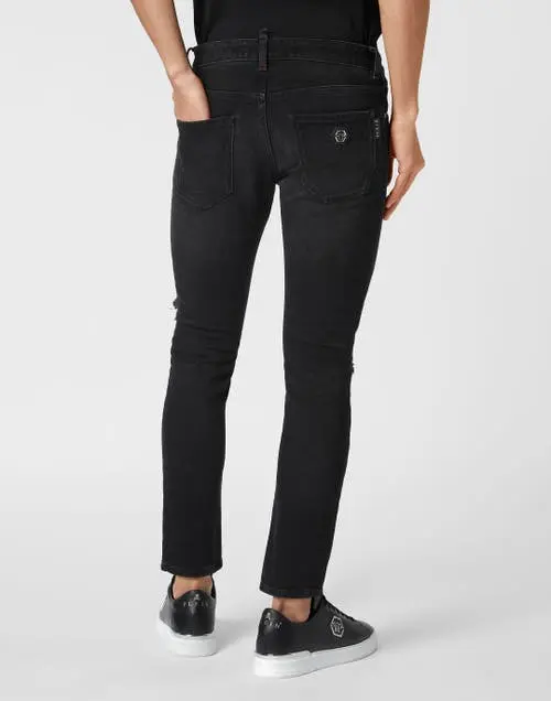Philipp Plein Denim Trousers Skinny Fit With Python Inserts