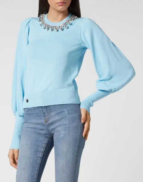 Philipp Plein Pullover Ls Crystal - Lightblue