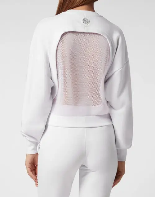 PLEIN SPORT Cropped Hoodie Sweatjacket Tiger - White