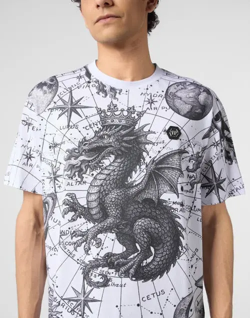Philipp Plein Round Neck T-shirt All-over Zodiac - White