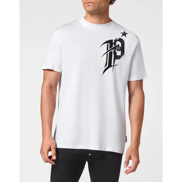 Philipp Plein T-shirt Round Neck Gothic Plein - White