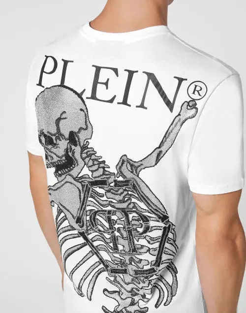 Philipp Plein T-shirt Round Neck Ss Skeleton With Crystals