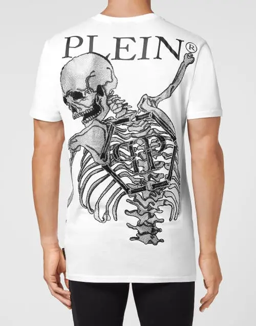 Philipp Plein T-shirt Round Neck Ss Skeleton With Crystals
