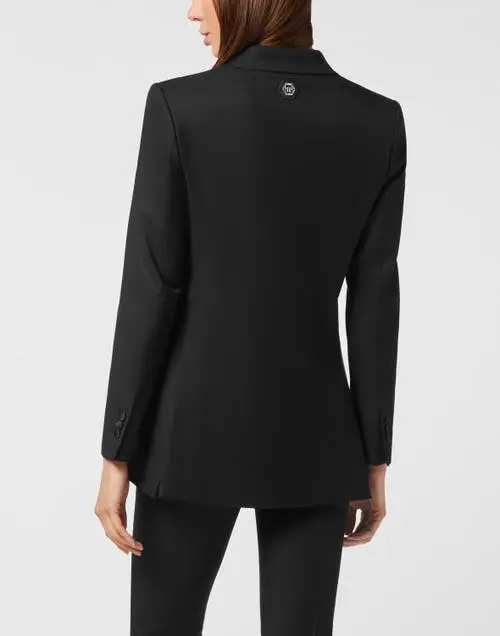 Philipp Plein Wool Boyfriend Fit Blazer Fatale - Black