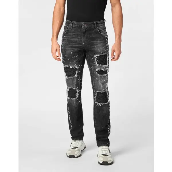 Philipp Plein Denim Rock Star Fit Trousers Studs