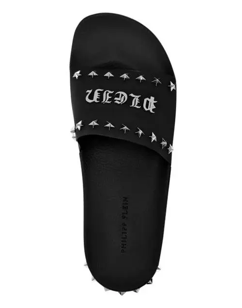 Philipp Plein Flat Gummy Sandals Gothic Plein