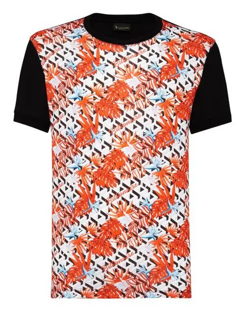 BILLIONAIRE T-shirt Round Neck Ss Palms - White/red