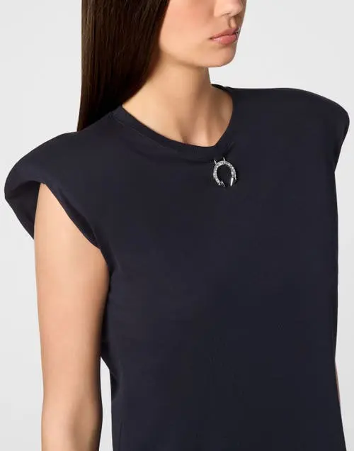 Philipp Plein Tank Top Round Neck Piercing With Padded Shoulder