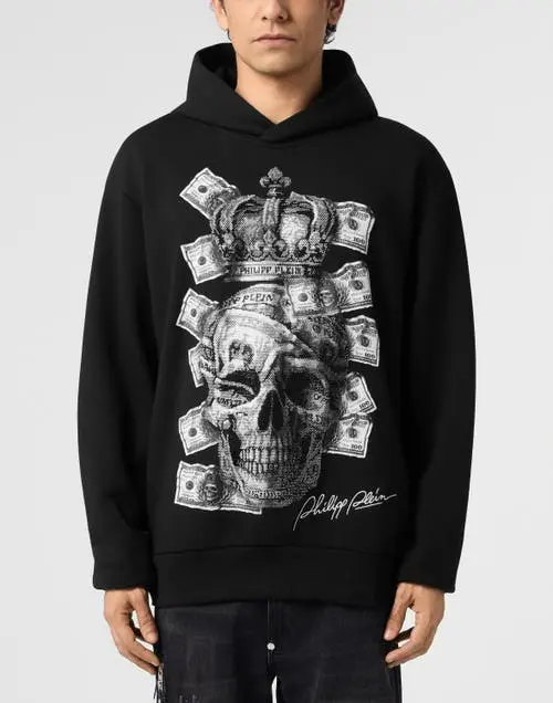 Philipp Plein Hoodie Dollar Skull Stones