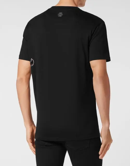 Philipp Plein T-shirt Round Neck Ss With Crystals Lion Circus