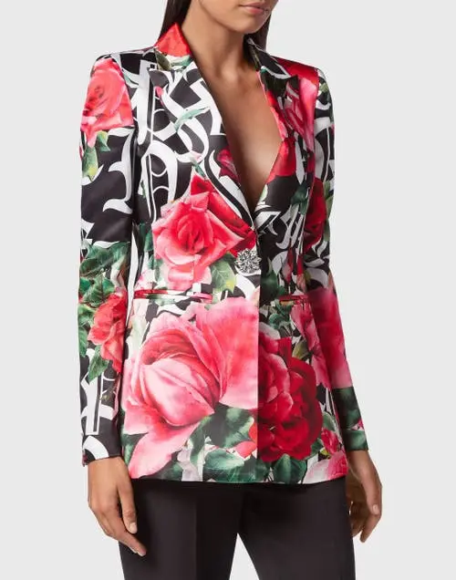 Philipp Plein Double-breasted Blazer Dark Romance - Black/rose
