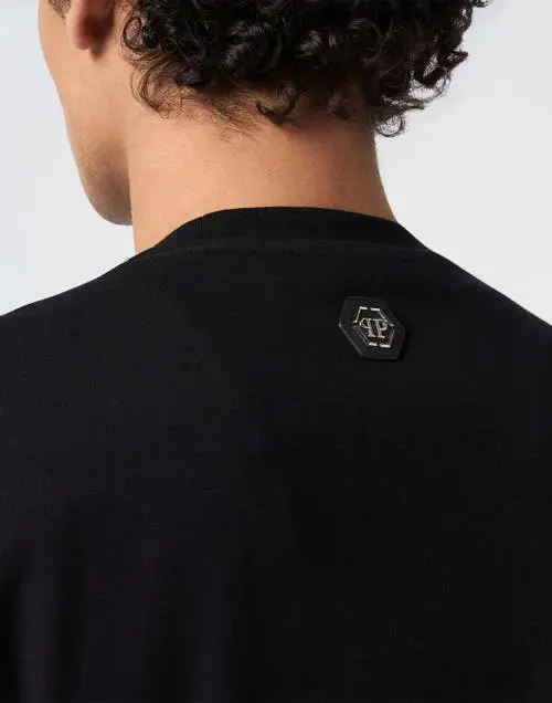 Philipp Plein Round Neck T-shirt Dollar Skull Stones