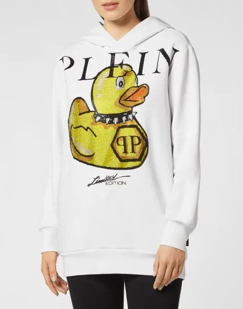 Philipp Plein Hoodie Sweatshirt Stones Pp Duck - White