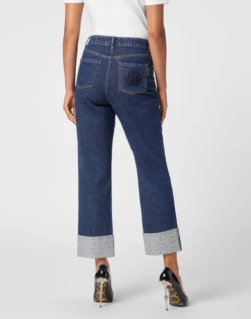 Philipp Plein Denim Trousers Loose Fit Monogram
