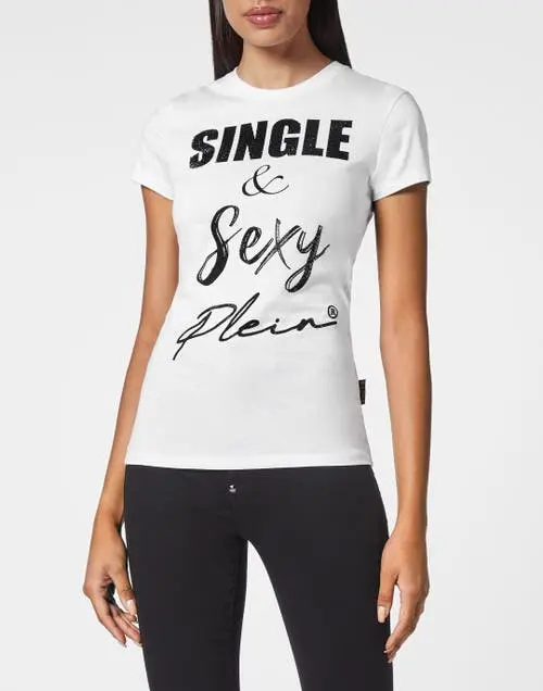 Philipp Plein T-shirt Round Neck Ss Sexy Pure Fit With Crystals - White