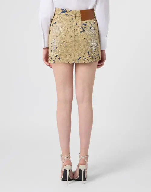 Philipp Plein Jacquard Mini Skirt Monogram Crystal