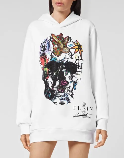 Philipp Plein Hoodie Sweatshirt Tattoo Skull Strass