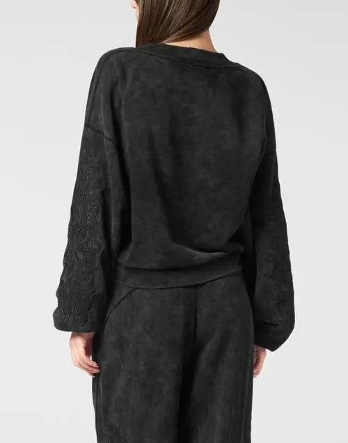 Philipp Plein Washed V-neck Sweatshirt Piercing