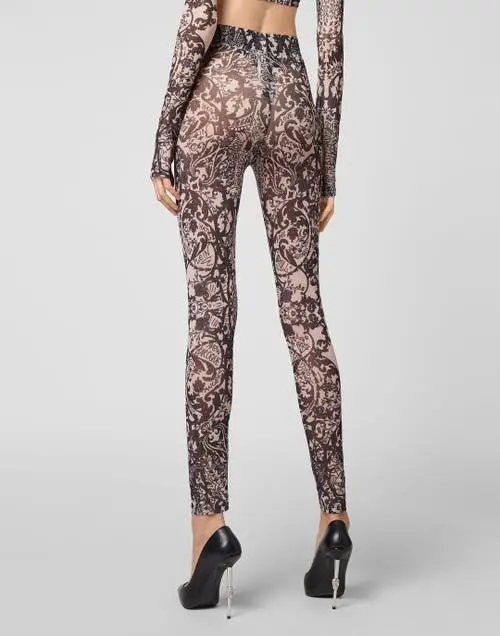 Philipp Plein Leggings Stretch Printed Tulle New Baroque