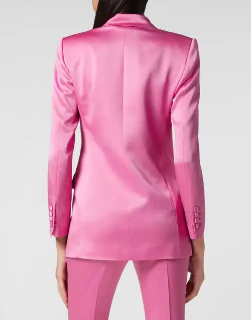 Philipp Plein Satin Dandy Blazer - Fuxia