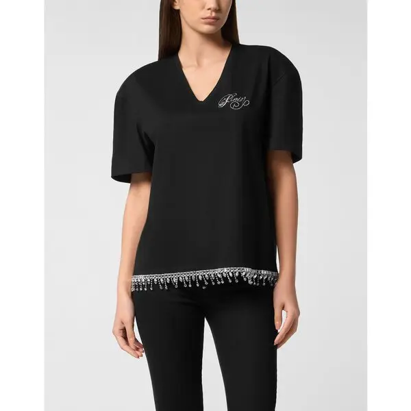 Philipp Plein V-neck T-shirt Signature - Black