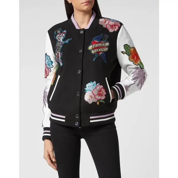 Philipp Plein Leather Bomber Hawaii
