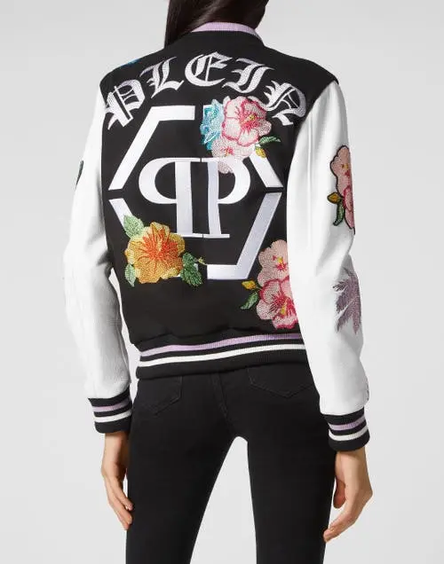 Philipp Plein Leather Bomber Hawaii
