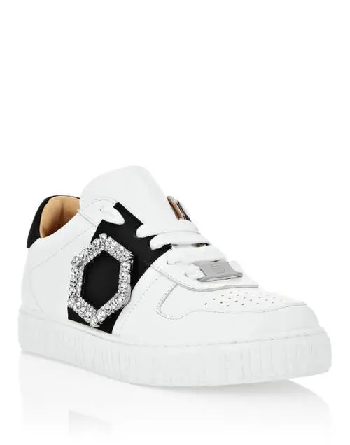 Philipp Plein Leather Lo-top Sneakers - White/black